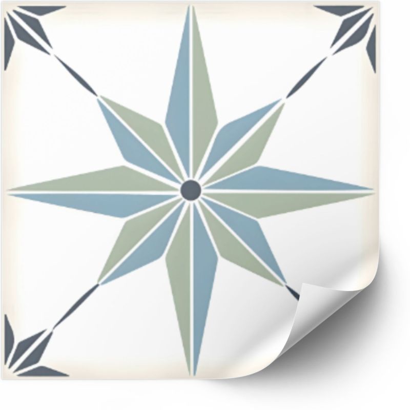 Laatat Tarra - Florale / Sinivalkoinen / Kuori ja Stick / 24 kpl