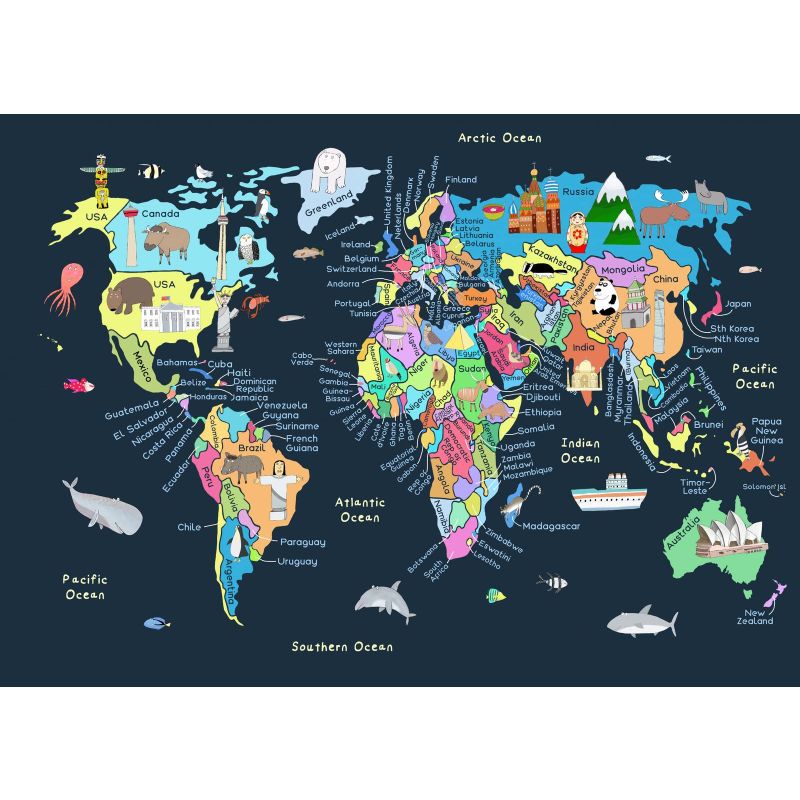 Juliste - Maailmankartta lapsille
